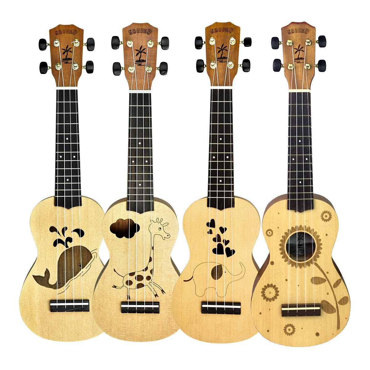 KAHUNA LASER-ETCHED MAHOGANY UKE (Ukulele) - Variety of Designs ...